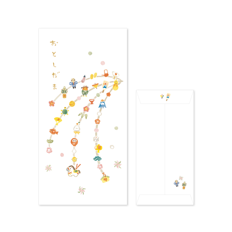 LOPB-2507：お年玉ぽち袋ロング 正月かざり（同柄3枚入り）〔OZ_S〕