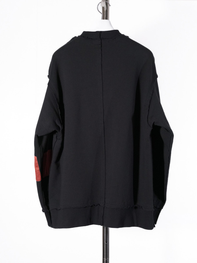 【23AW】 ALMOSTBLACK (オールモストブラック) "CREW NECK CUT OFF PRINT PATCHED SWEAT ...