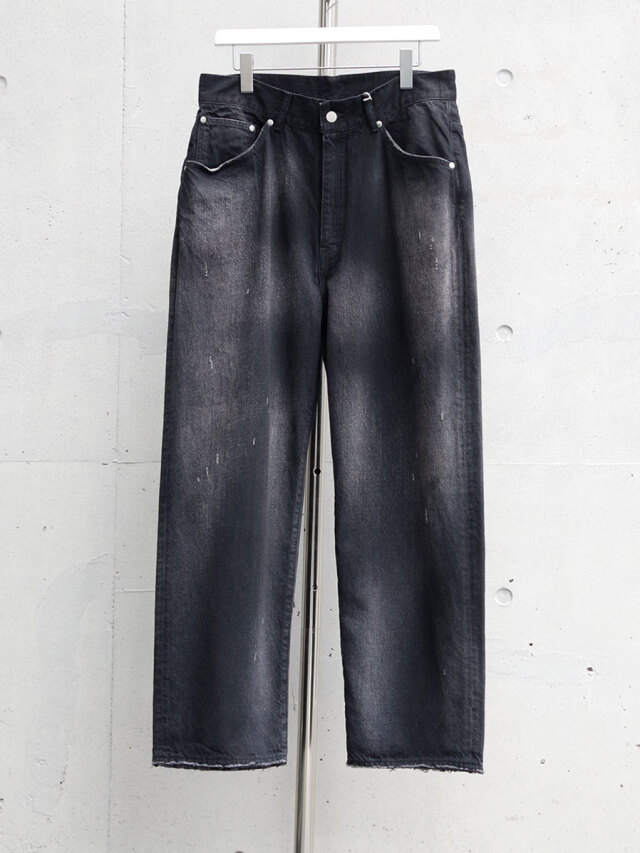 【2024AW】 ANCELLM (アンセルム) "AGING TAPERED 5P DENIM PANTS" - BLACK ＜デニムパンツ＞