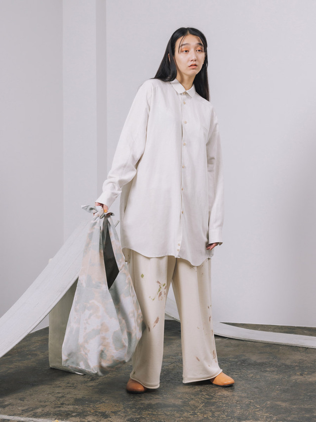 Dulcamara (ドゥルカマラ) "23SS ペイントワイドSWパンツ" - IVORY パンツ スラックス