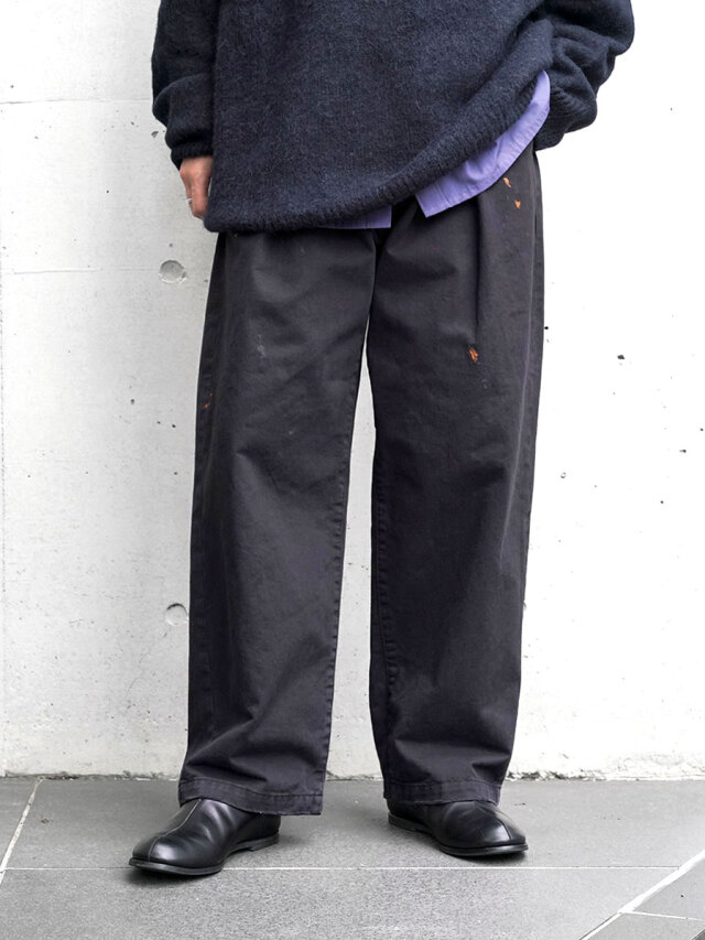 ANCELLM (アンセルム) "PAINT CHINO TROUSERS" - BLACK スラックス チノパン