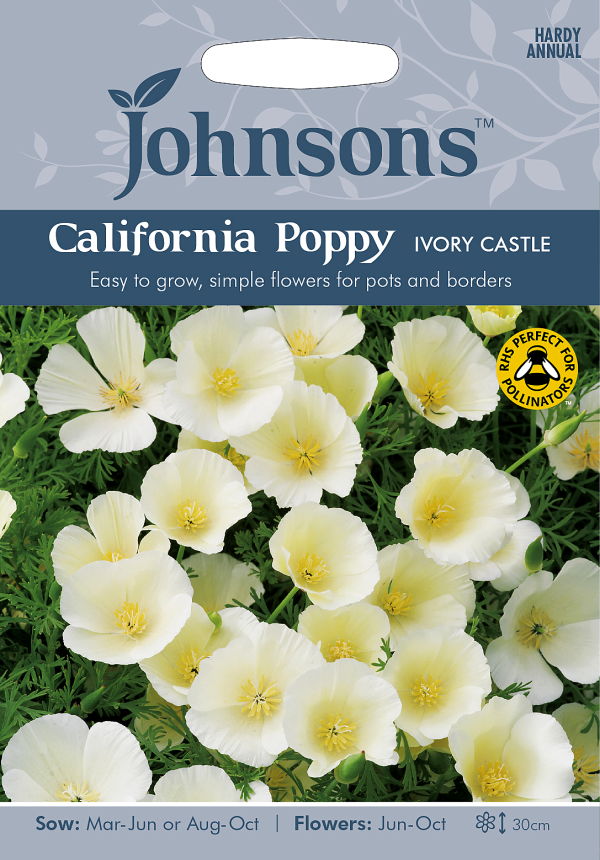 【輸入種子】 Johnsons Seeds Californian Poppy(Eschscholzia) Ivory Castle ...