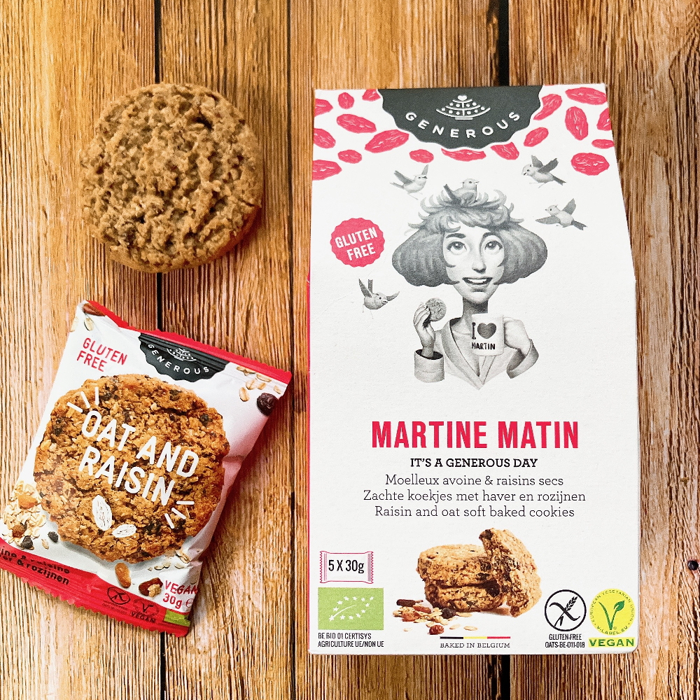 オーガニック グルテンフリー クッキー （オーツ麦・レーズン）Martine Matin（GENEROUS オーガニック クッキー）[5袋入り ...