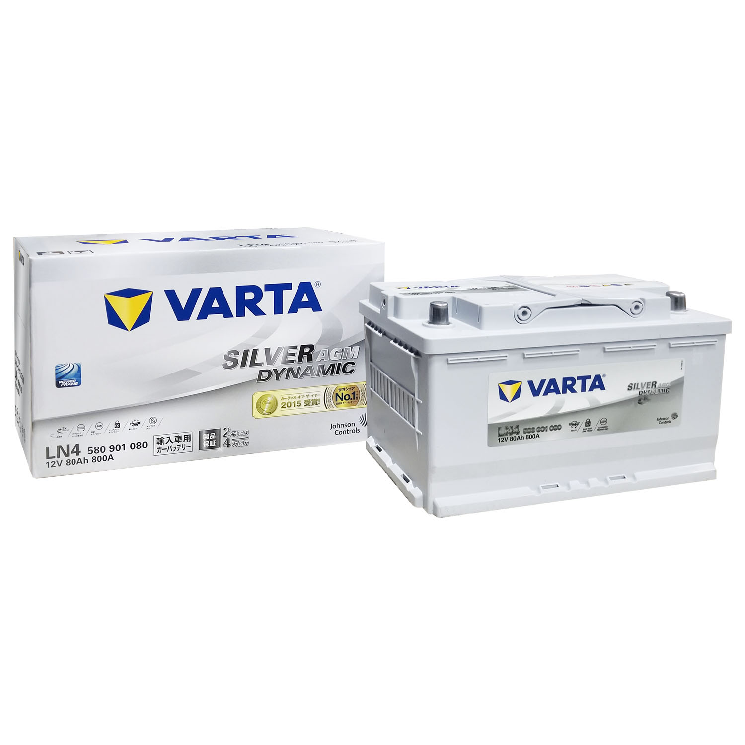 VARTA AGM LN4 / L4 / 580901080 / シルバーダイナミック AGM バッテリー / ファルタ（バルタ） 【アイドリングストップ対応 メーカー取り寄せ】