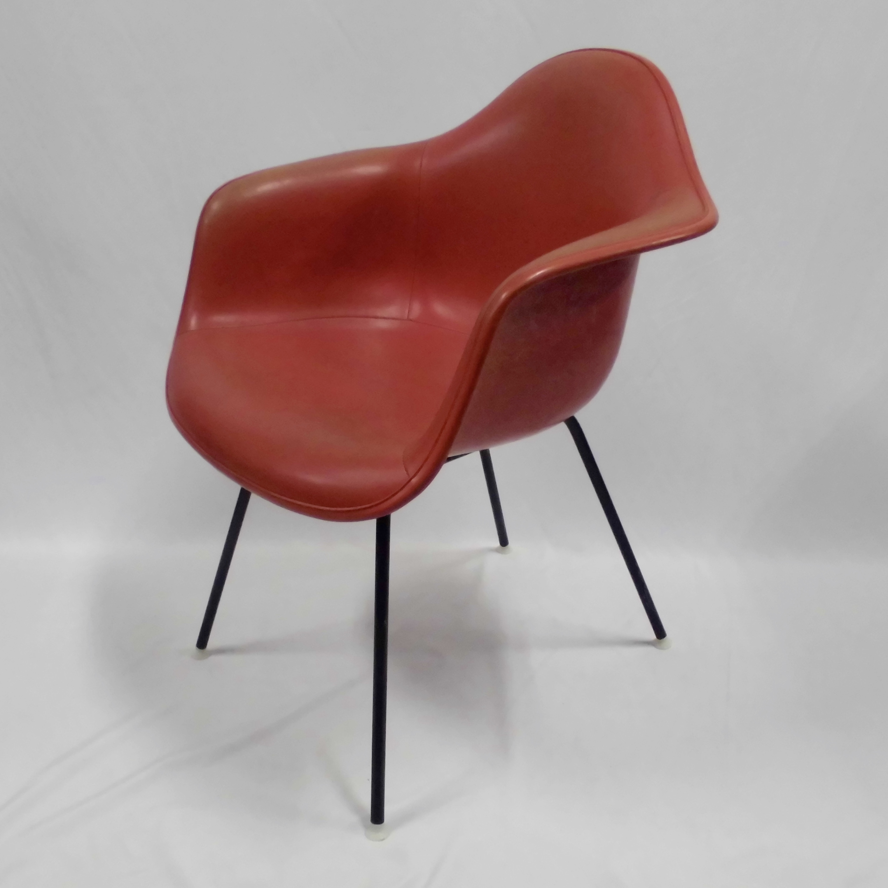 Eames Arm Shell Chair Naugahyde Red