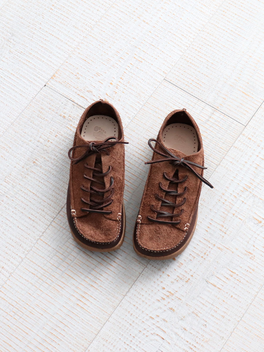 Yogi Footwear FINN REVERSE TUMBLED LEATHER SHOE ON NEGATIVE HEEL - DARK ...