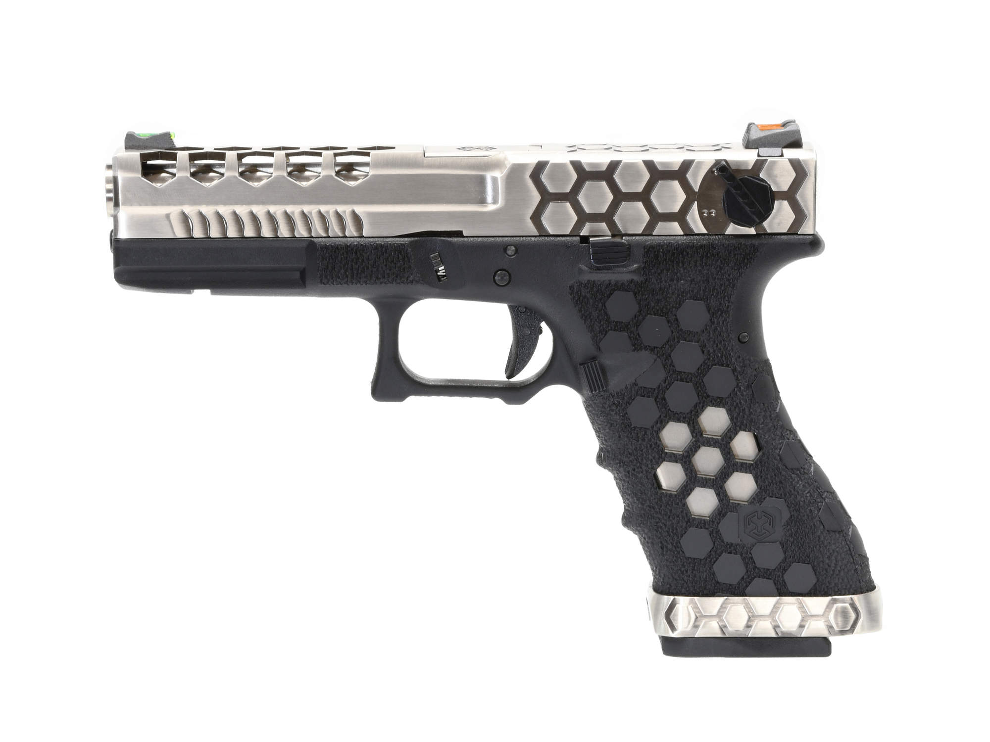 AW CUSTOM VX0200 G18-TYPE Hex-Cut GBB (Silverスライド/Blackフレーム) [ガスガン ...