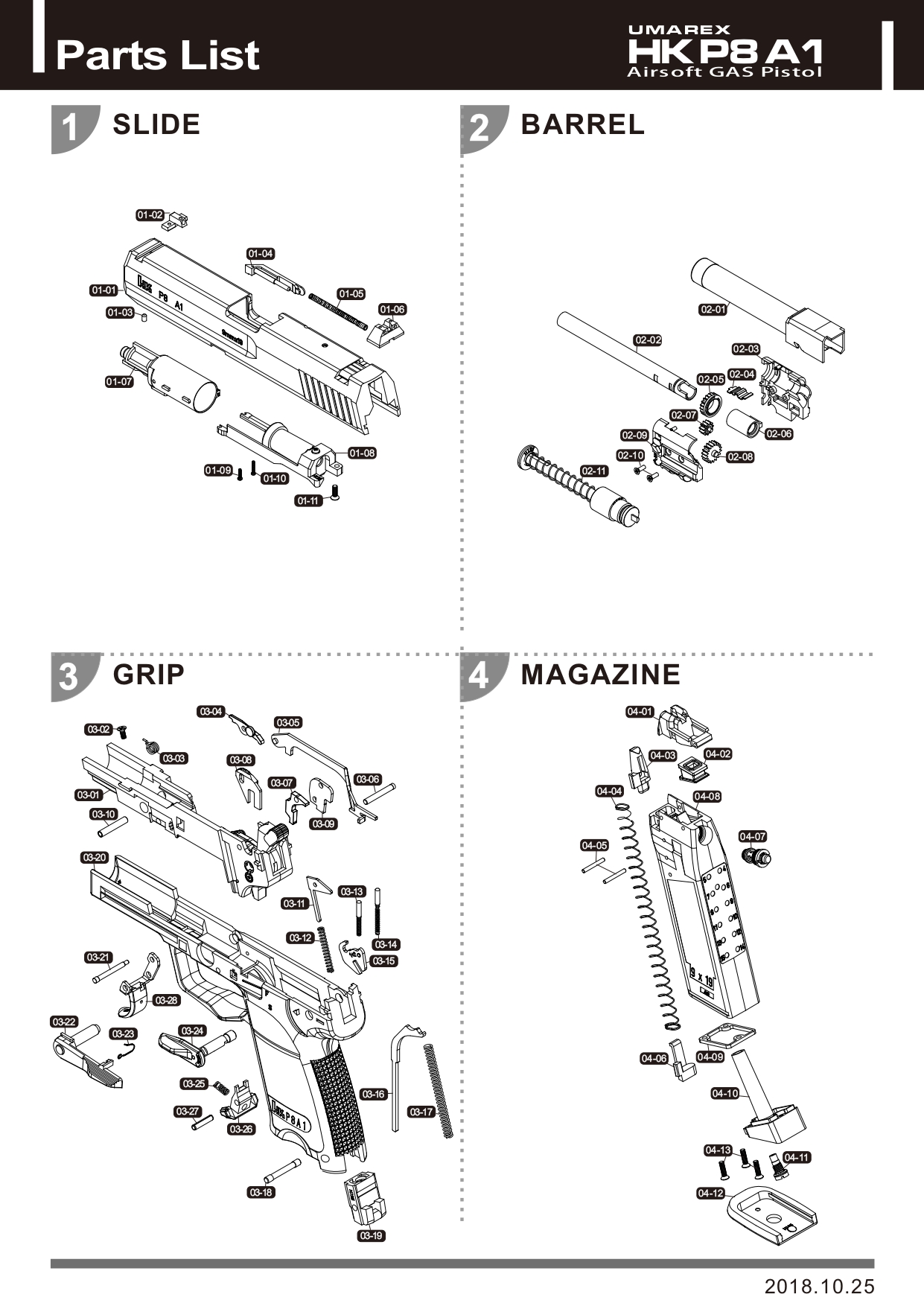 【2022年2月入荷】VFC/UMAREX P8A1 GBB ホップアップチャンバーASSY No.02-3~02-10 StrikeArms