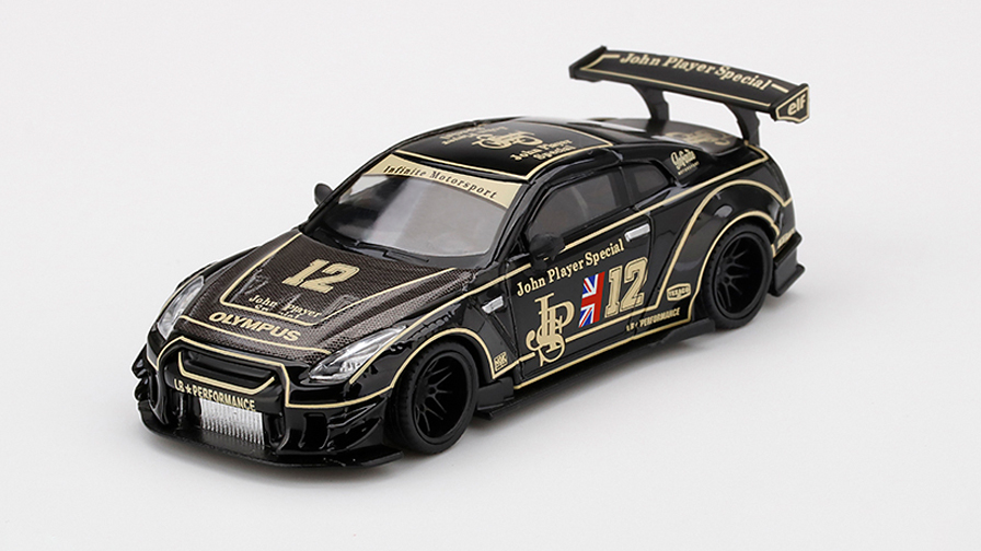 MINI GT 1/64 LB★WORKS Nissan GT-R R35 タイプ2 リアウイング バージョン 3 JPS(右ハンドル)