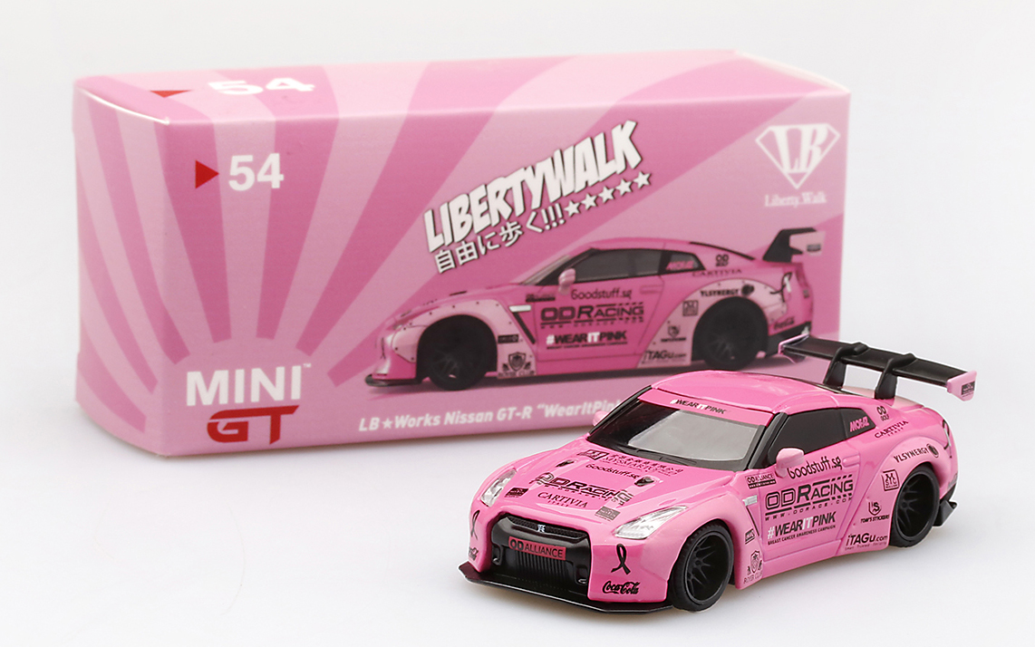 MINI GT 1/64 LB★WORKS Nissan GT-R R35 タイプ1 リアウイング バージョン 1 Wear IT Pink ...