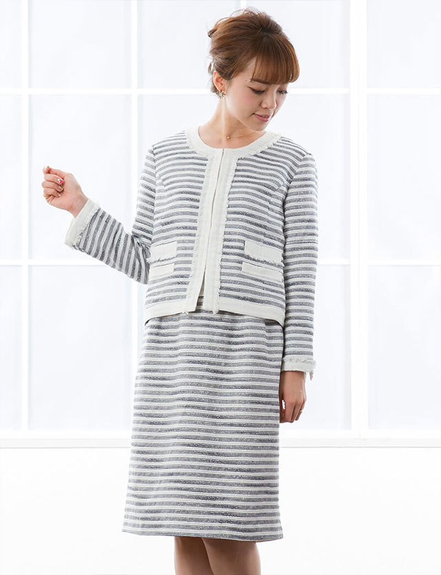 授乳服マタニティウェア シフォンジョーゼット×ツィード マタニティワンピ フォーマルセットアップ| マタニティウェア・授乳服のスウィートマミー【公式】
