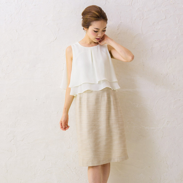 授乳服マタニティウェア シフォンジョーゼット×ツィード マタニティワンピ フォーマルセットアップ| マタニティウェア・授乳服のスウィートマミー【公式】