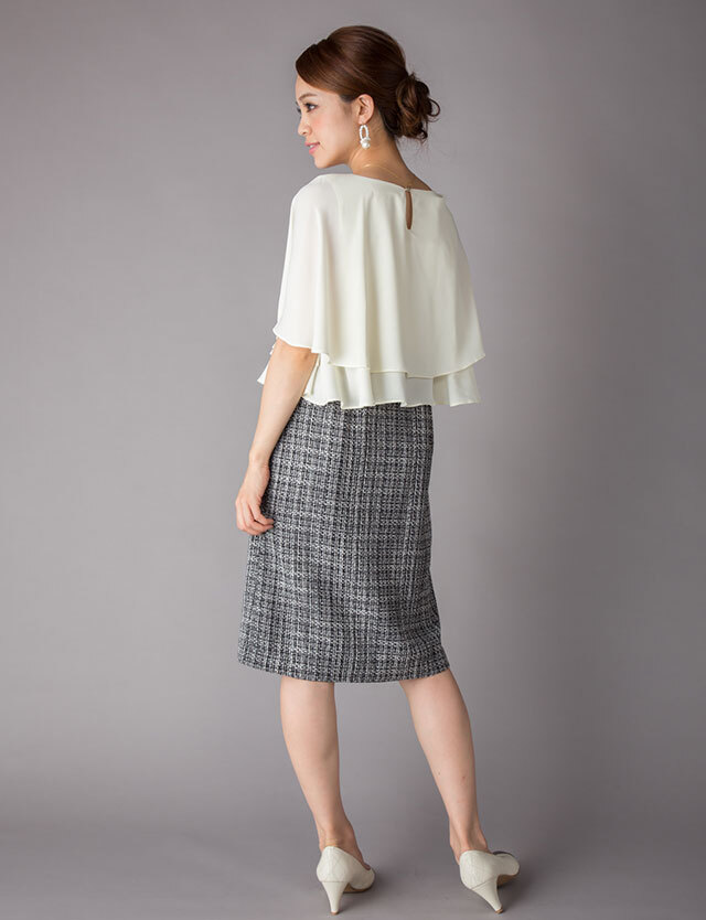 授乳服マタニティウェア シフォンジョーゼット×ツィード マタニティワンピ フォーマルセットアップ| マタニティウェア・授乳服のスウィートマミー【公式】