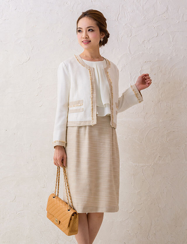 授乳服マタニティウェア シフォンジョーゼット×ツィード マタニティワンピ フォーマルセットアップ| マタニティウェア・授乳服のスウィートマミー【公式】