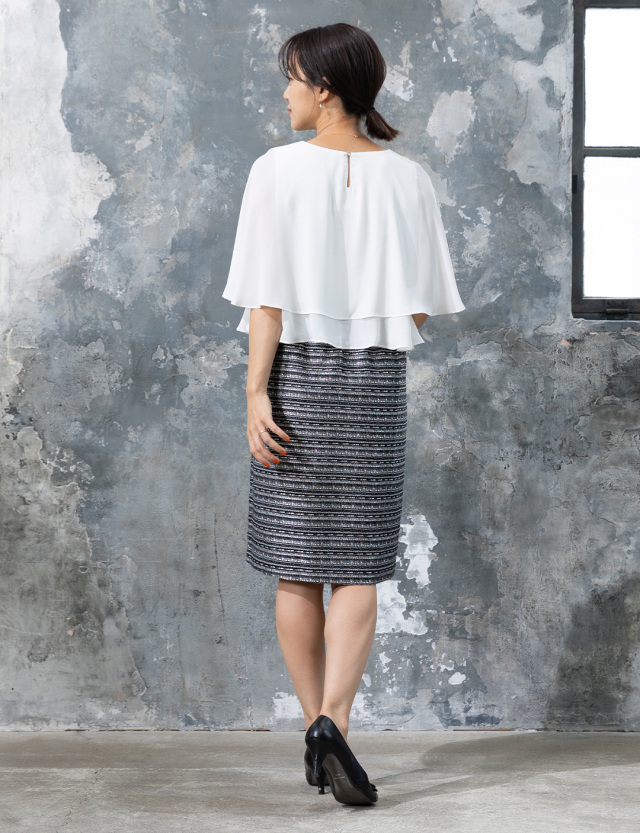 授乳服マタニティウェア シフォンジョーゼット×ツィード マタニティワンピ フォーマルセットアップ| マタニティウェア・授乳服のスウィートマミー【公式】