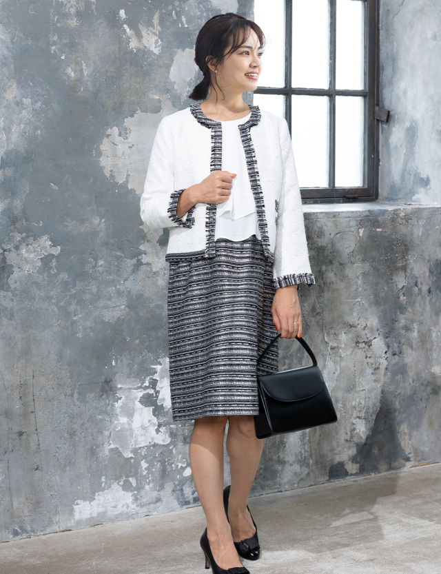 授乳服マタニティウェア シフォンジョーゼット×ツィード マタニティワンピ フォーマルセットアップ| マタニティウェア・授乳服のスウィートマミー【公式】