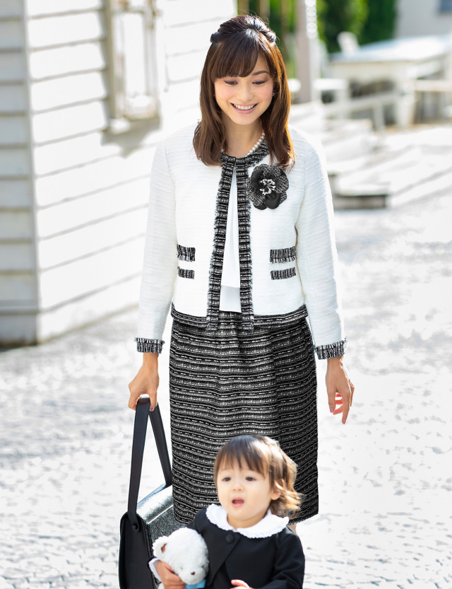 授乳服マタニティウェア シフォンジョーゼット×ツィード マタニティワンピ フォーマルセットアップ| マタニティウェア・授乳服のスウィートマミー【公式】