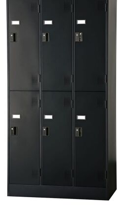 スチール6人用ロッカー※シリンダー錠 TLK-S6-MB 幅900×奥行515×高さ1790