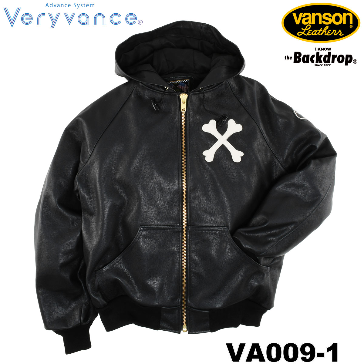 【VANSON】(バンソン) 9TJV CROSS BONE with HOOD / 9TJV with クロスボーン フード付き レザージャケット (ブラック) | THE BACKDROP ...
