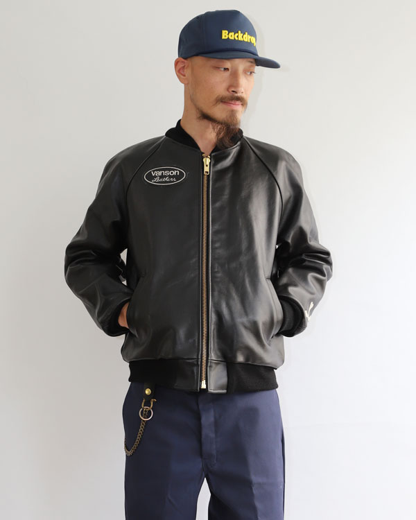 【VANSON x BACKDROP】(バンソン) 9TJV STAR / バックドロップ別注 9TJV スター レザージャケット (ブラック) | THE BACKDROP (アメカジ ...