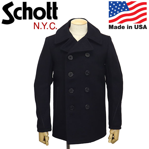 正規取扱店 Schott (ショット) 7081 740C PEACOAT LEATHER PIPING レザーパイピング ピーコート ...