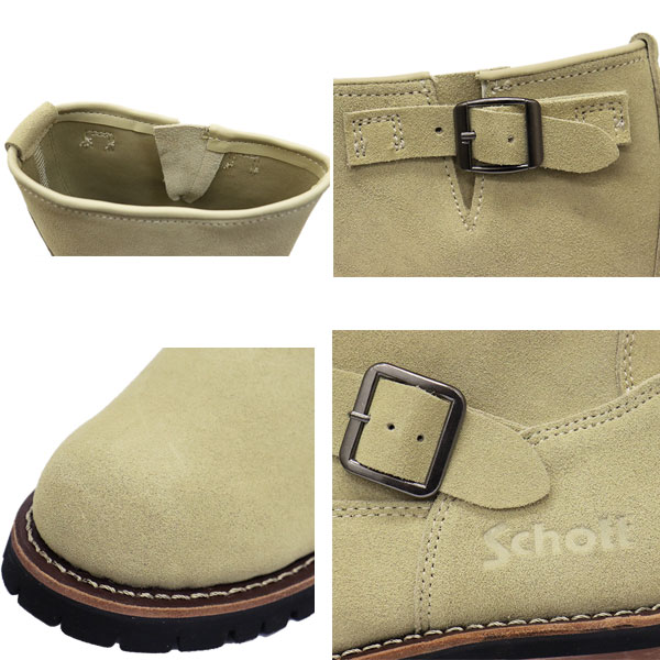 正規取扱店 Schott (ショット) S23001 Engineer Boots エンジニア スエードレザーブーツ Beige SCT009 ...