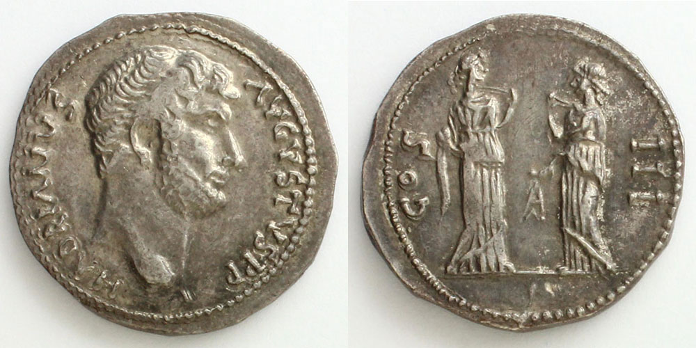 ローマ帝国 キストフォルス銀貨 ハドリアヌス帝／ネメシス女神たち