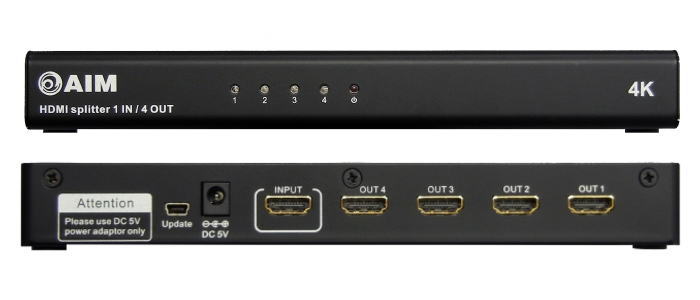 エイム 4K対応 HDMIスプリッター(1入力4出力)AIM AVS-4K104