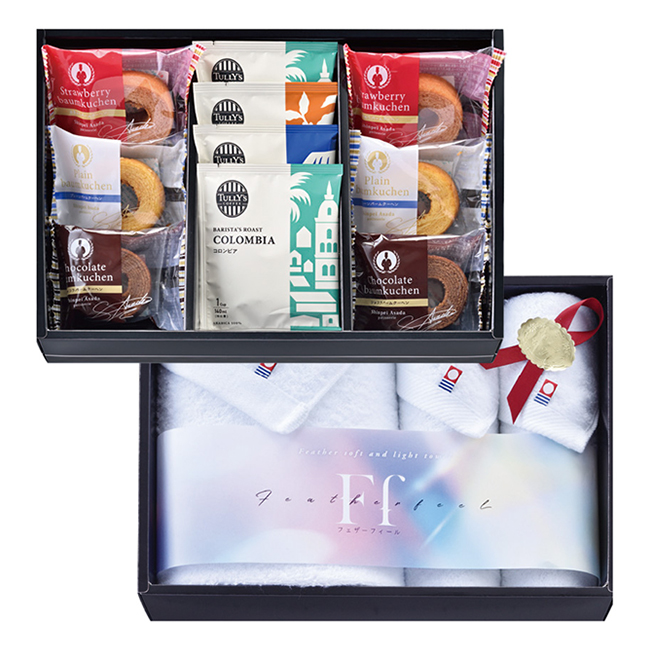 【送料無料】 コンビネーションギフト タリーズコーヒー＆朝田晋平バームクーヘン＆今治タオルセット No.100｜香典返し推奨｜通販ギフト生活.JP