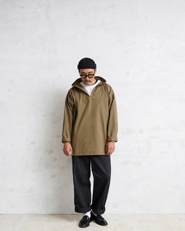 Newlyn Smocks ニューリンスモック フィッシャーマンズ フーディースモック Vネック MADE IN UK