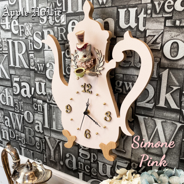 アップルホリックのウォールクロック 【 ジモーネ ピンク Simone Pink Clock 】 インテリア 雑貨 猫 ウィッチーズキッチン
