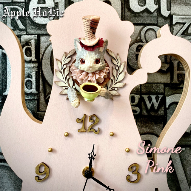 アップルホリックのウォールクロック 【 ジモーネ ピンク Simone Pink Clock 】 インテリア 雑貨 猫 ウィッチーズキッチン