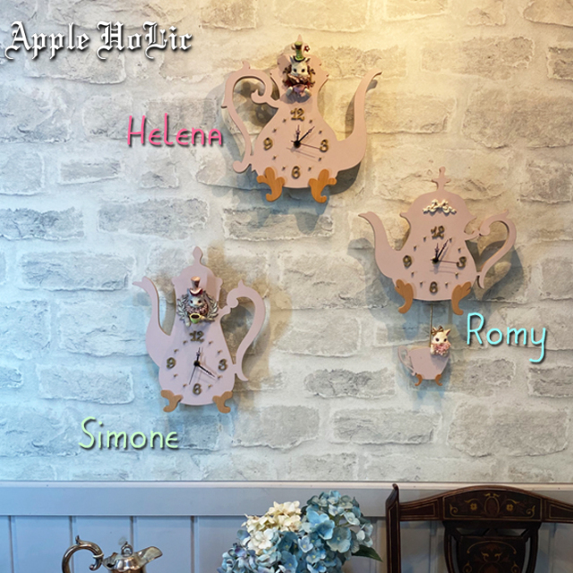 アップルホリックのウォールクロック 【 ジモーネ ピンク Simone Pink Clock 】 インテリア 雑貨 猫 ウィッチーズキッチン