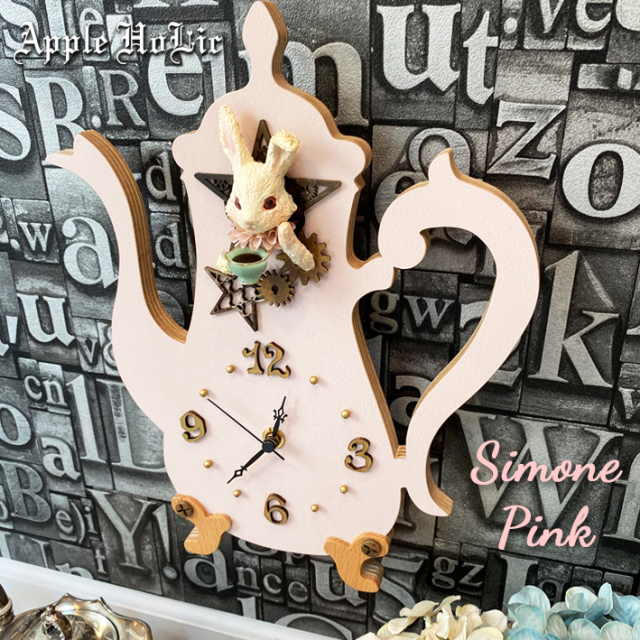 アップルホリックのウォールクロック 【 ジモーネ ピンク Simone Pink Clock 】 インテリア 雑貨 うさぎ ウィッチーズキッチン