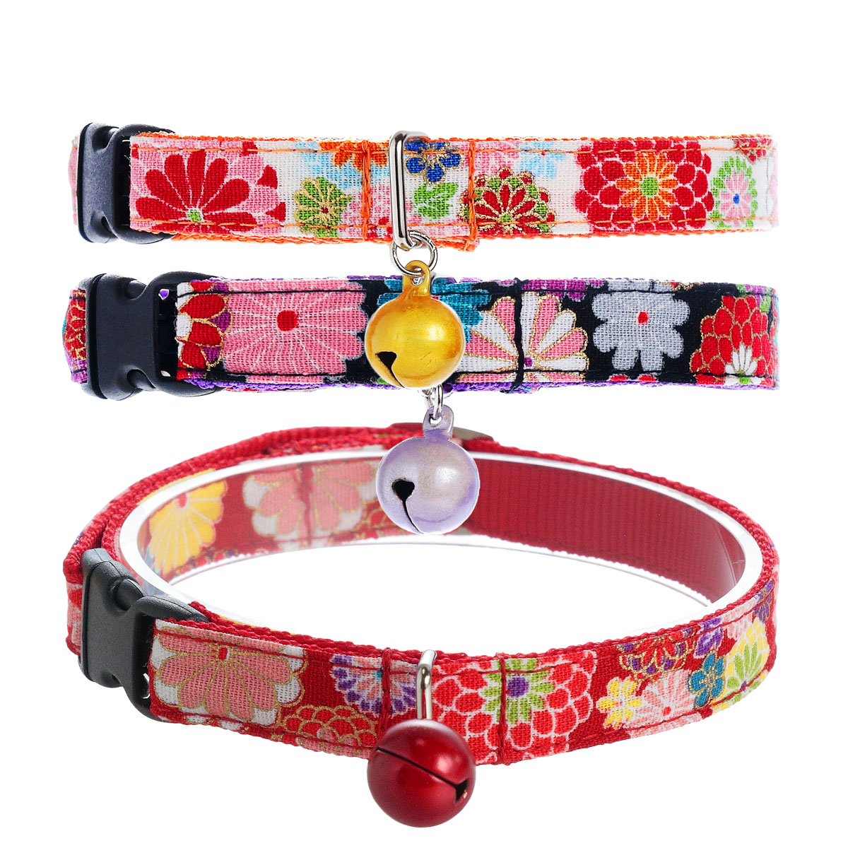 犬と生活 キャットカラー 菊づくし｜負荷がかかると外れるバックルで安心安全！柔らかい着け心地もバッチリです。