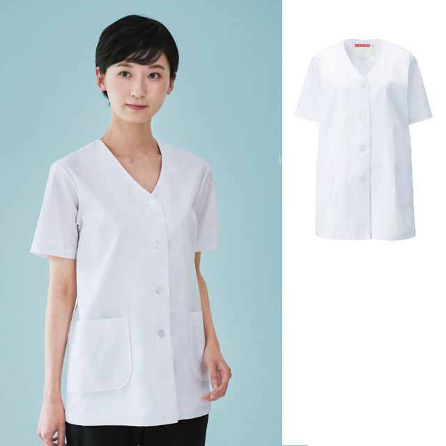 KAZEN(カゼン) 330-30 女性用衿なし調理衣長袖 ｜調理衣、食品白衣通信販売「白衣のナカノ」