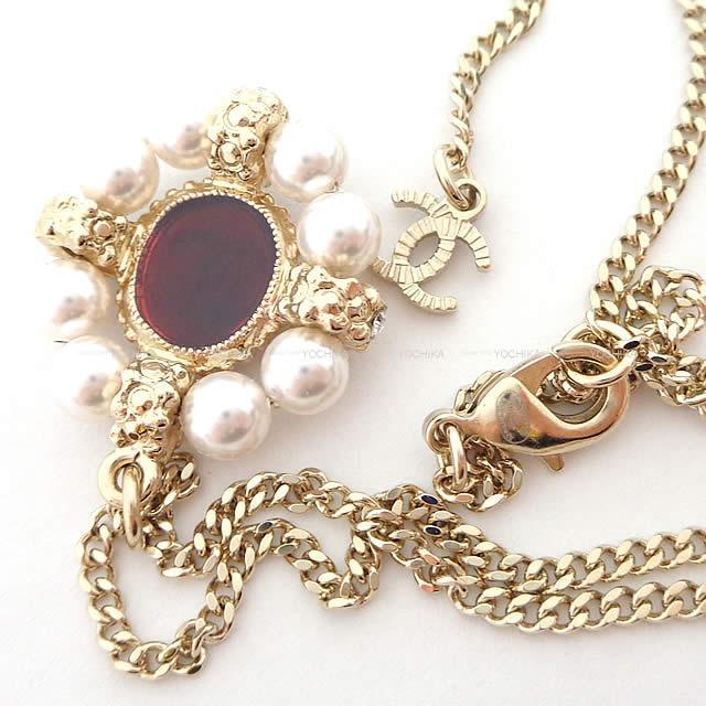 CHANEL シャネル ココマーク サークル パール クロス ラインストーン ネックレス ダークブラウン/ゴールド AB2425 新品