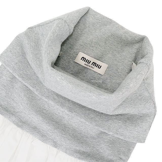 Miu Miu ミュウミュウ ミニスカート ポプリン ニットトリム ロゴ