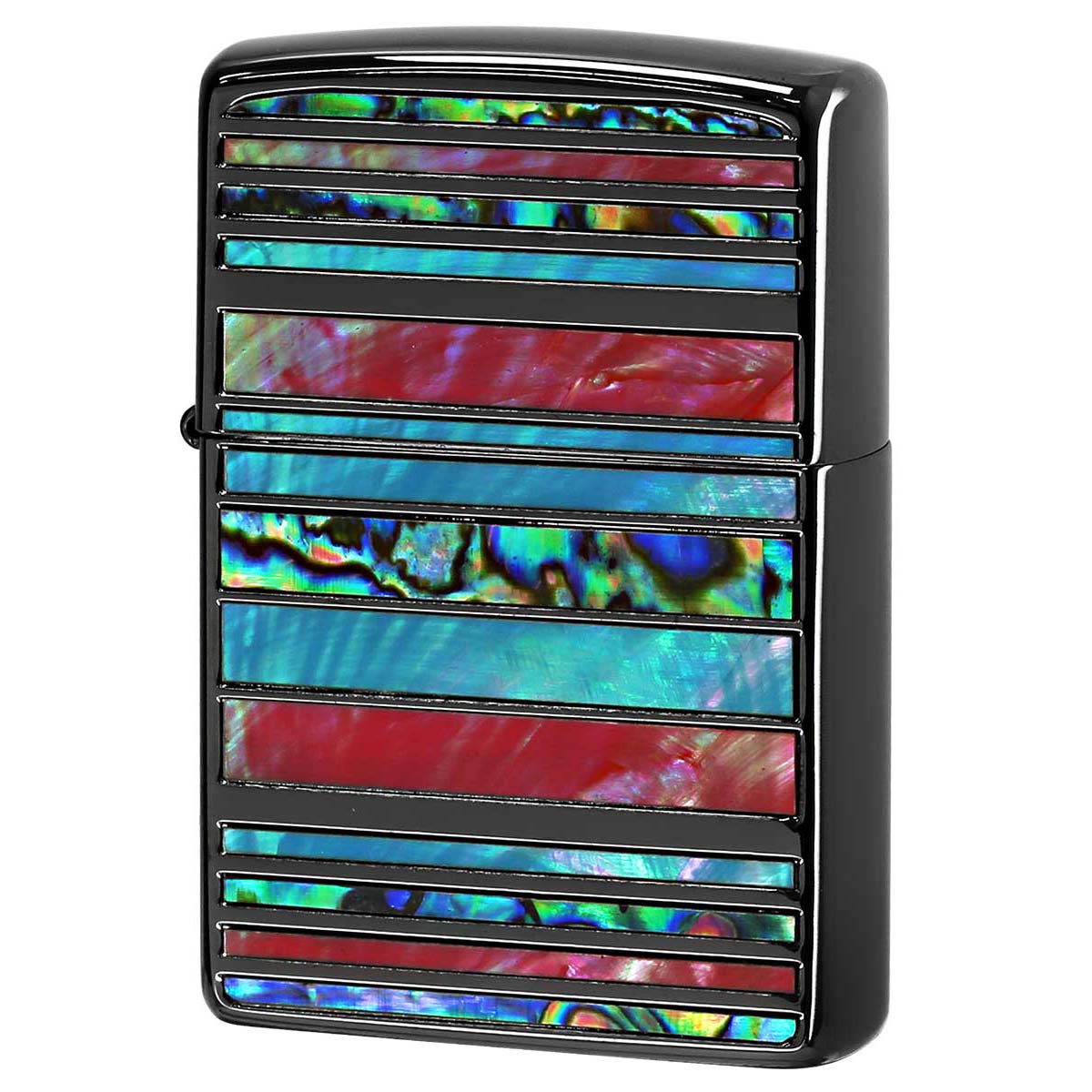 Zippo ジッポー シェル 貝 インレイ 象嵌 ボーダー ブラック SHELL BORDER BK 1201S834｜Zippo専門店 ...