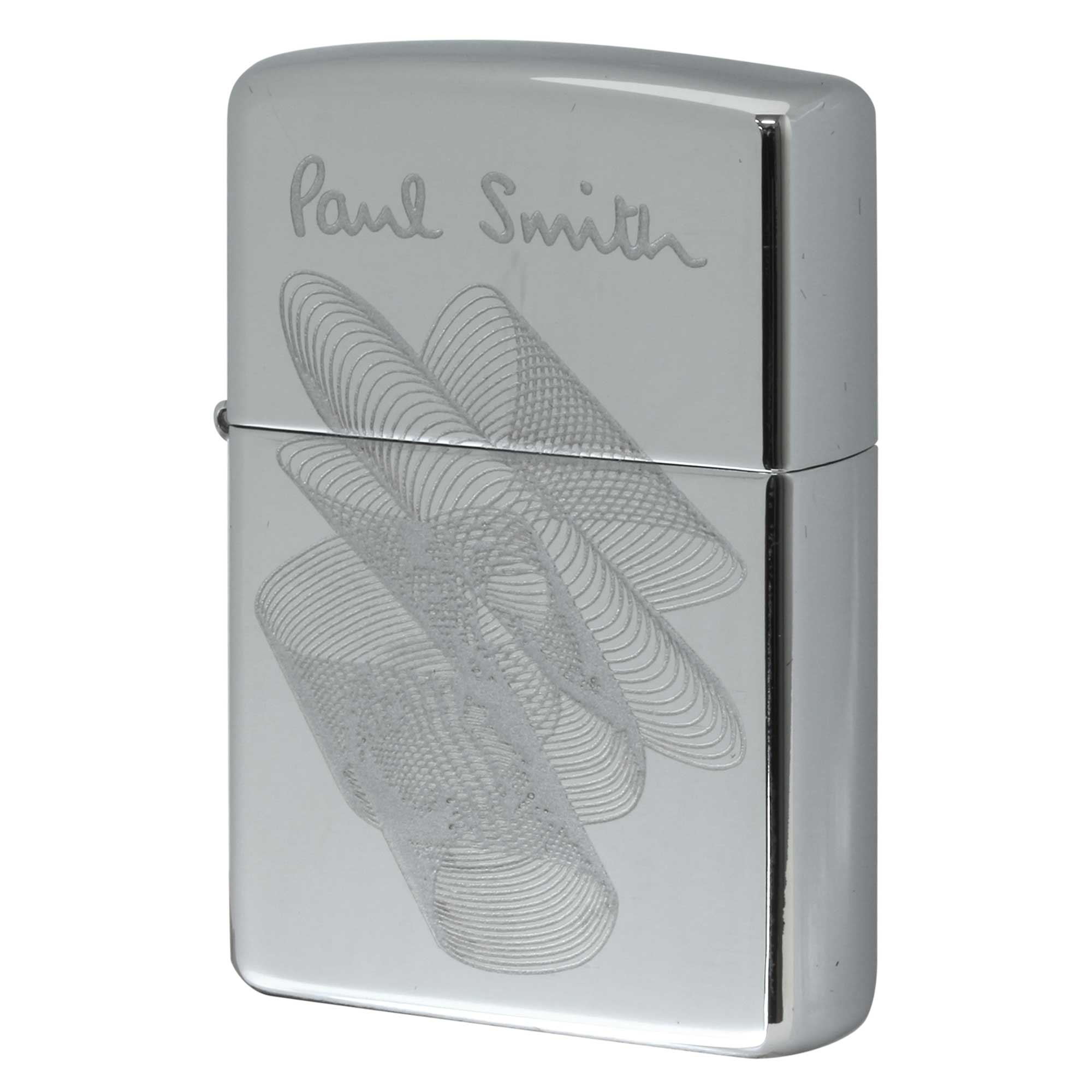 絶版/ヴィンテージ Zippo ジッポー 中古 2000年製造ZIPPO Paul Smith ラスターエッチ ホログラム 幾何学模様 #250 ハイポリシュクローム [S]ほぼ新品同様 ...