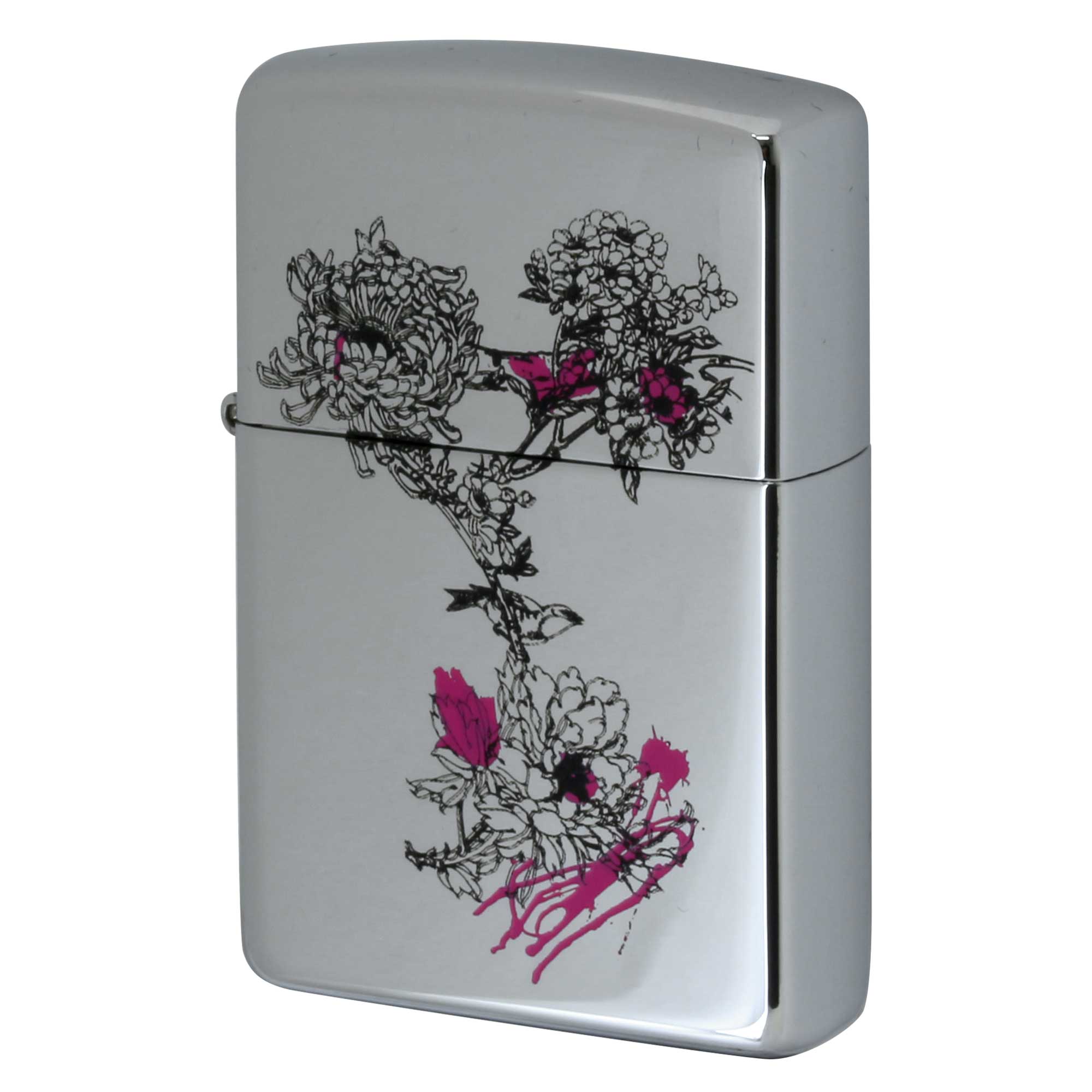 絶版/ヴィンテージ Zippo ジッポー 中古 2002年製造ZIPPO Paul Smith Flower Silhouette 花束 シルエット PK [A]使用感少なく状態が良い ...