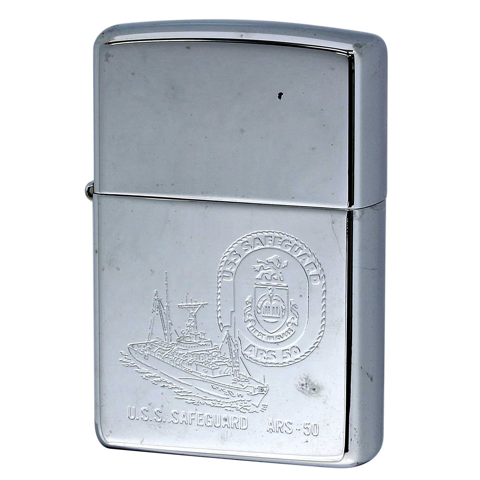 絶版/ヴィンテージ Zippo ジッポー 中古 2000年製造USNS Safeguard T-ARS-50 アメリカ海軍 セーフガード級 ...